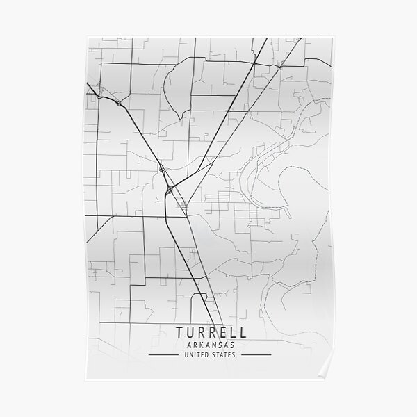 "Turrell - Arkansas - US Gray City Map" Poster for Sale by ctmapprint ...