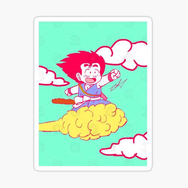 "Goku riding nimbus " Sticker for Sale by damammo | Redbubble
