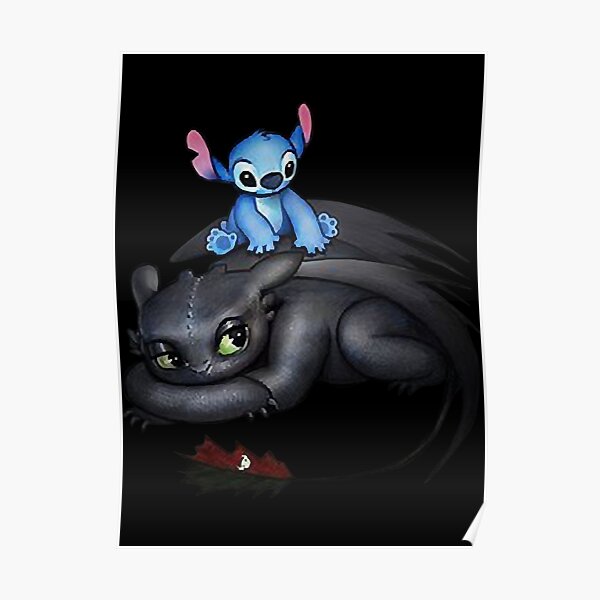 "Stitch Sitting On Toothless Funny " Poster for Sale by zatannaedens ...