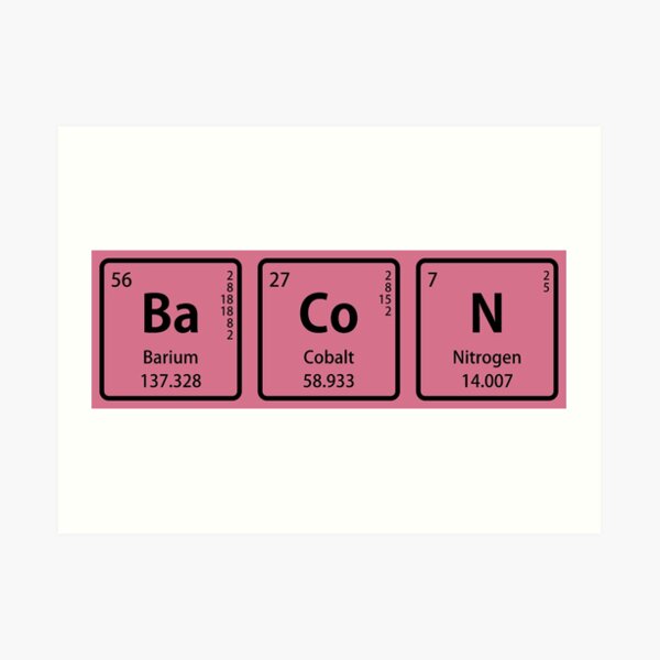 "BaCoN Spelled with Periodic Table Element Symbols" Art Print by ...