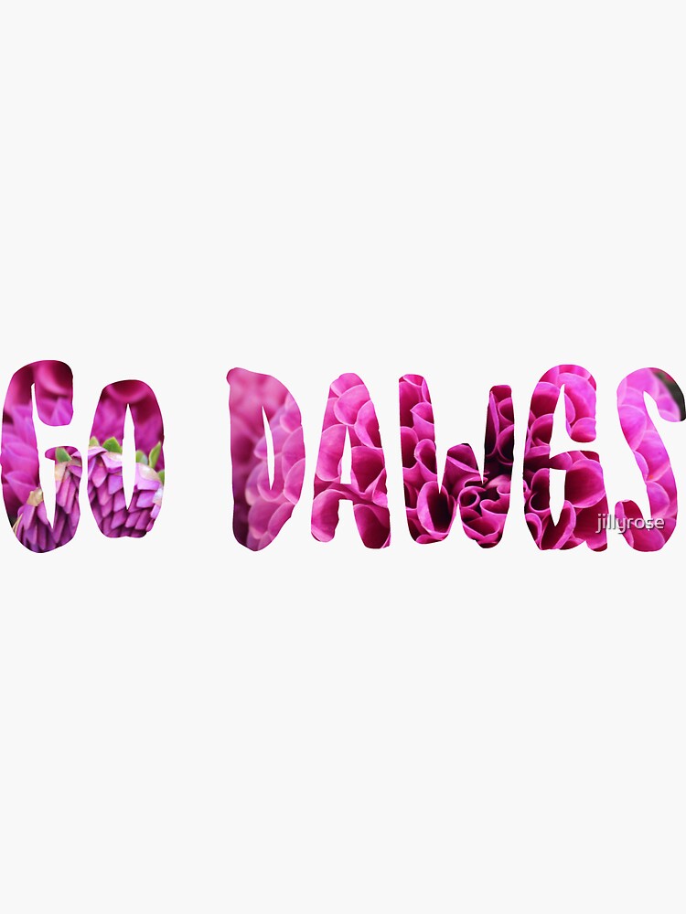 "Go Dawgs ~floral text~" Sticker for Sale by jillyrose | Redbubble