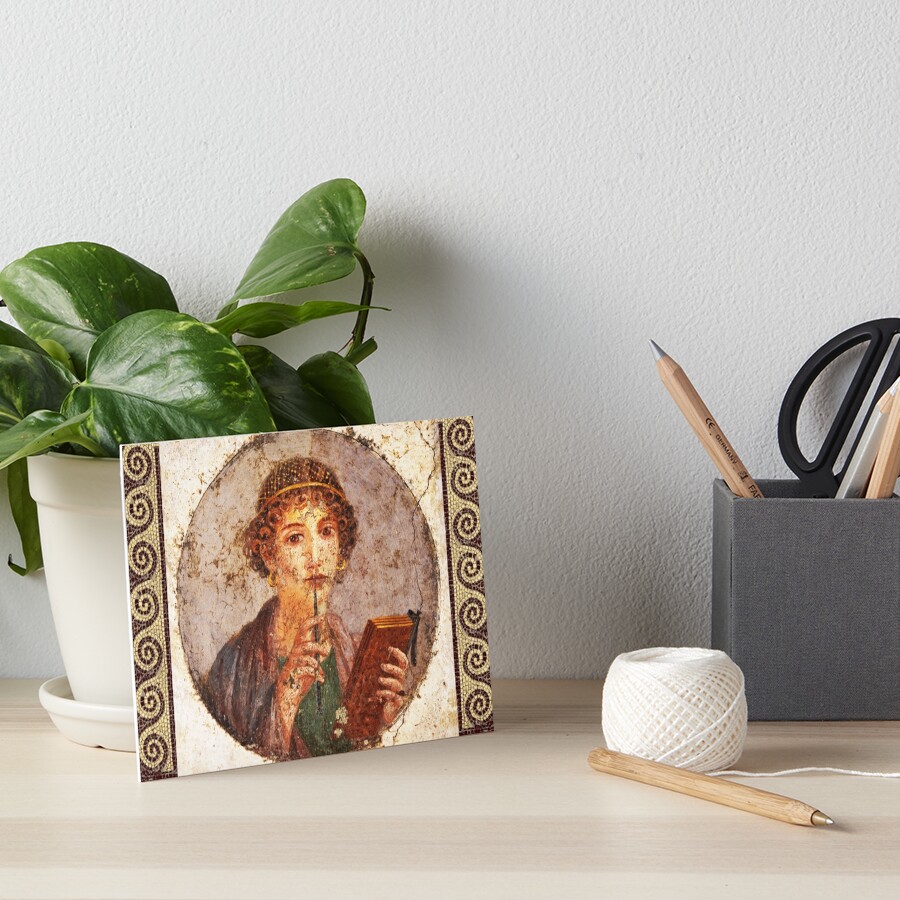 "SAPPHO POMPEII FRESCO Antique Roman Wall Painting" Art Board Print by ...