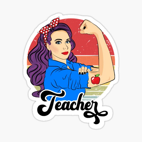 "Teacher Vintage Female Strong Woman Appreciation Teaching " Sticker ...