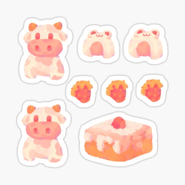 "strawberry cow sticker pack" Sticker for Sale by mallowdraw | Redbubble
