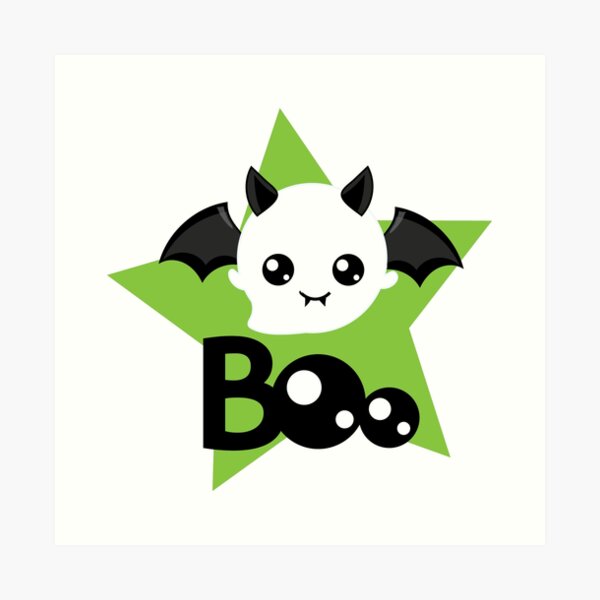 "Cute Kawaii Style Batty Boo Design For Halloween " Art Print for Sale ...