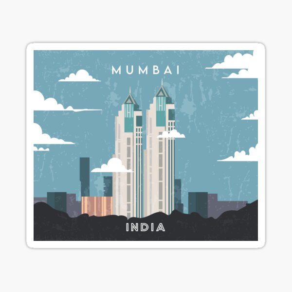 "Mumbai, India - Retro travel minimalistic poster" Sticker for Sale by ...