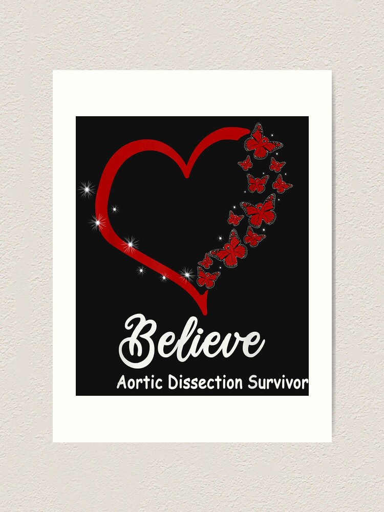 "Believe Aortic Dissection Survivor, red-ribbon butterfly" Art Print ...