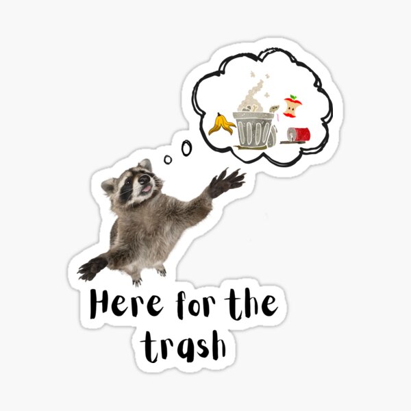 "Trash panda raccoon here for the trash" Sticker for Sale by Together ...