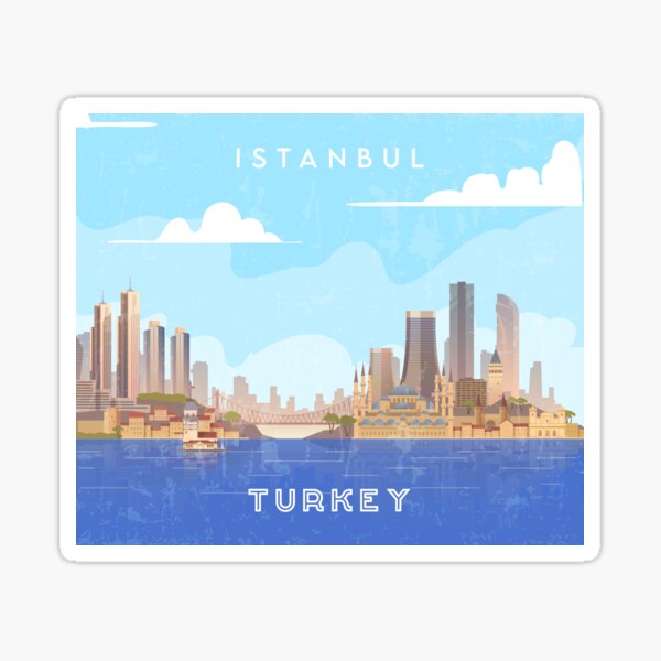 "Istanbul, Turkey - Retro travel minimalistic poster" Sticker for Sale ...