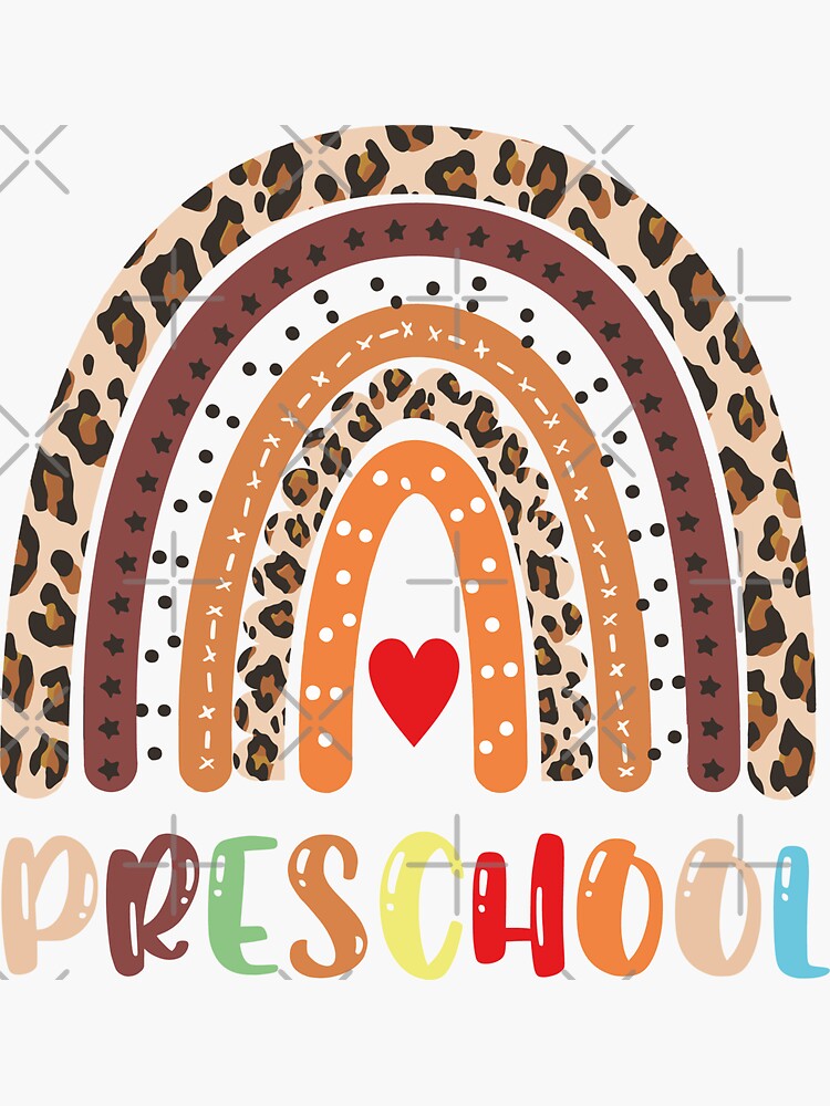"Leopard Rainbow Preschool Teacher First Day of School" Sticker by ...