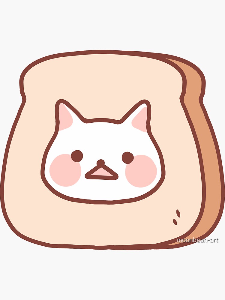 "cute cat toast design" Sticker for Sale by moonbean-art | Redbubble