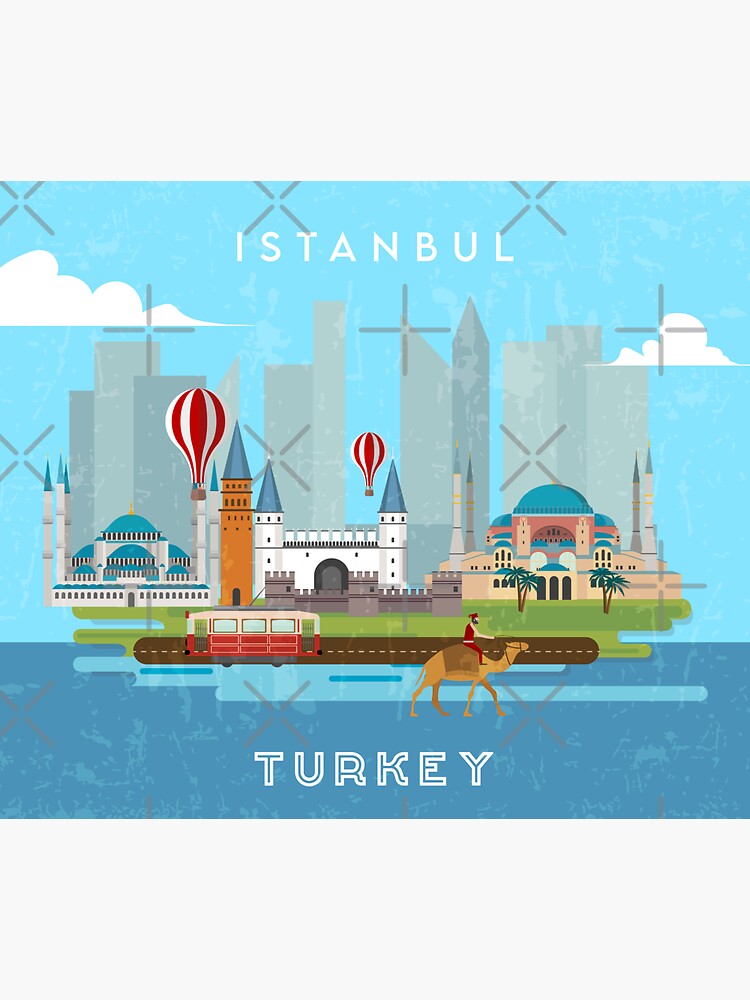 "Istanbul, Turkey - Retro travel minimalistic poster" Sticker for Sale ...