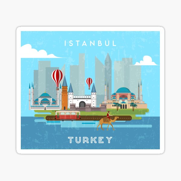 "Istanbul, Turkey - Retro travel minimalistic poster" Sticker for Sale ...