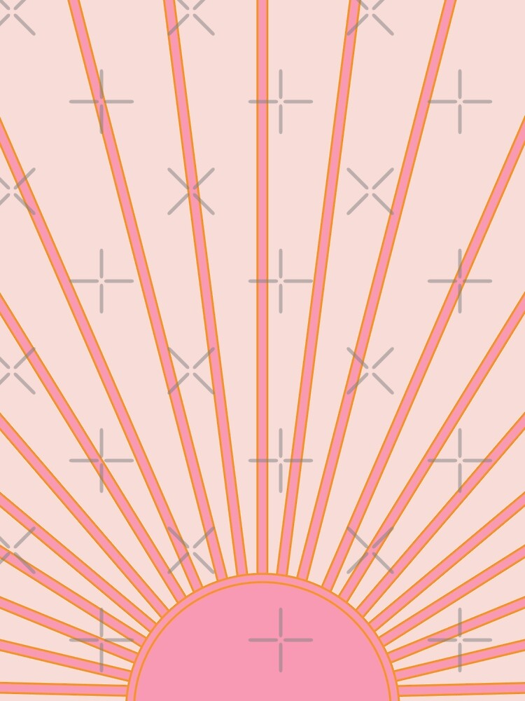 "Sun Sunrise Pink Sun Print Sunshine Retro Sun Wall Art Boho Mid ...