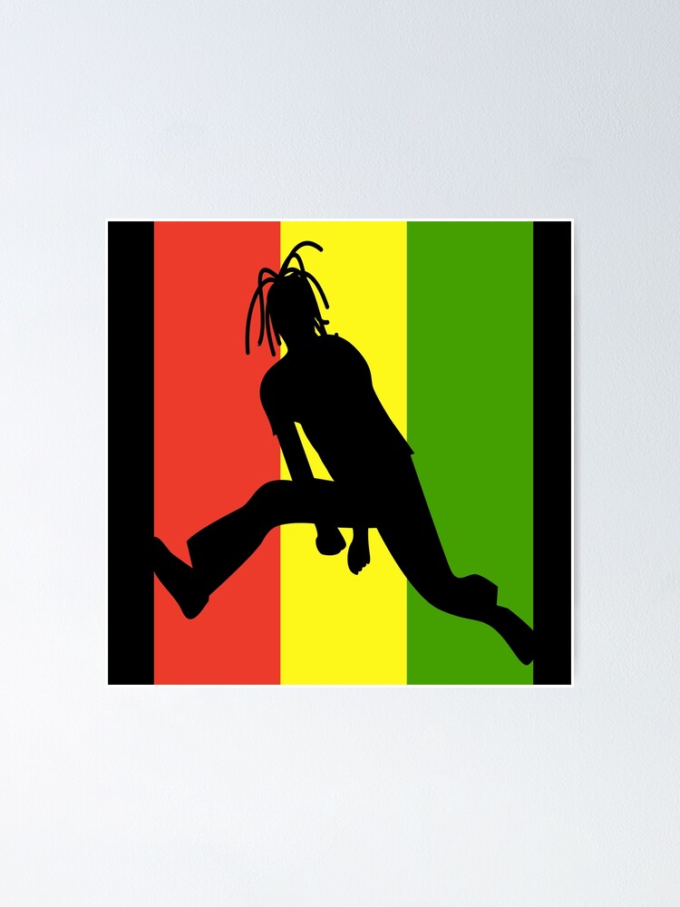 Póster «Silueta de rastas bailando al ritmo de la música reggae» de ...