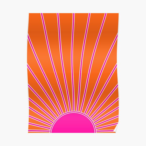 "Sun Sunrise Retro Sun Print Sunshine Sun Wall Art Pink And Orange ...