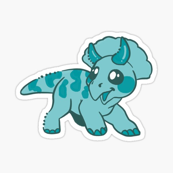 "Triceratops Ceratopsid Dinosaur Cute Blue Chibi" Sticker for Sale by ...
