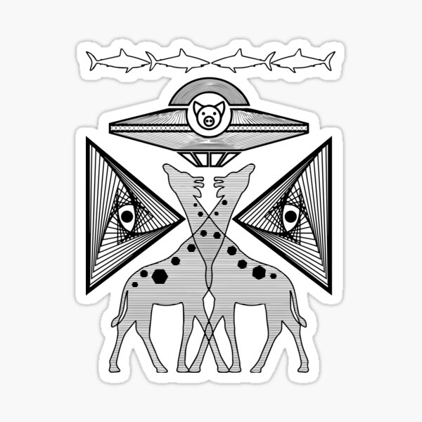 "giraffe alien shark pig triangle alienism" Sticker for Sale by rosi28 ...