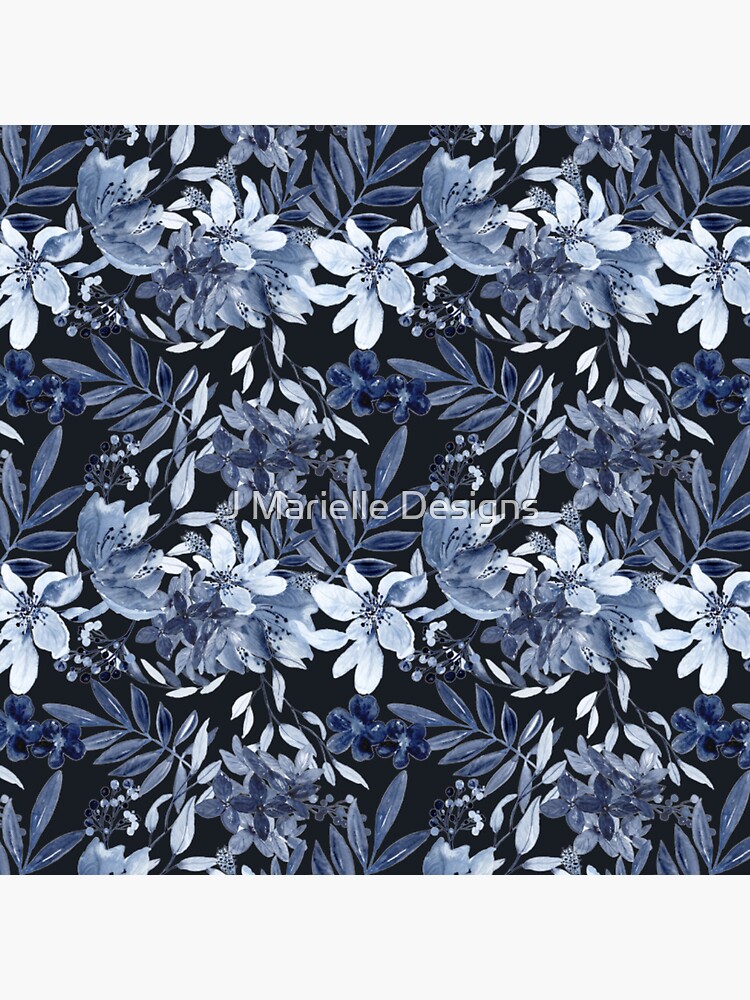 "Midnight Blue Flower Garden" Sticker for Sale by JMarielle | Redbubble
