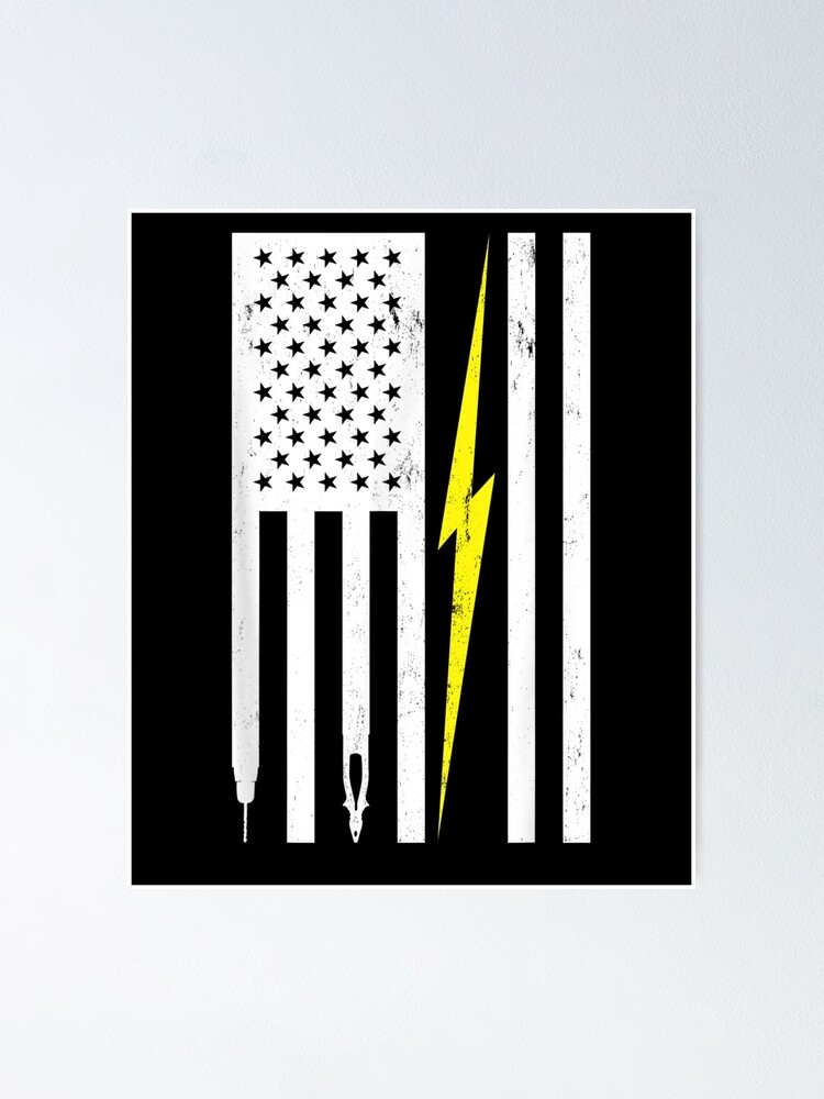 "Electrician American Flag Electrical Engineer Usa Lineman" Poster for ...