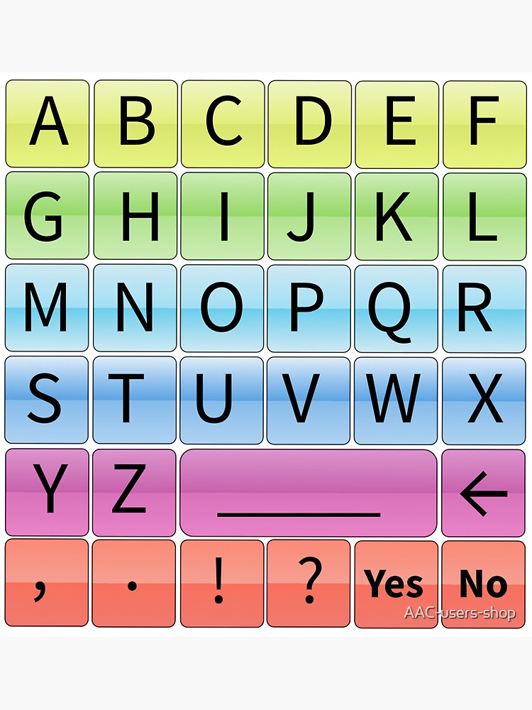 "Rainbow letterboard" Sticker for Sale by AAC-users-shop | Redbubble