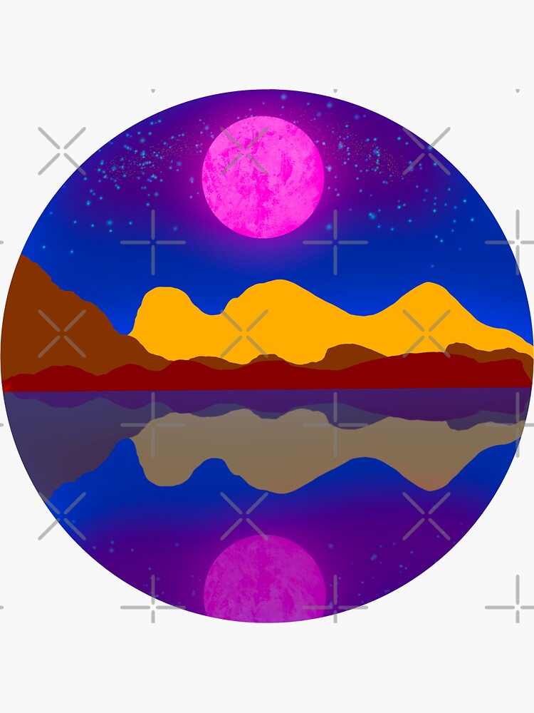 "Pink Moon" Sticker by Wherearewe | Redbubble