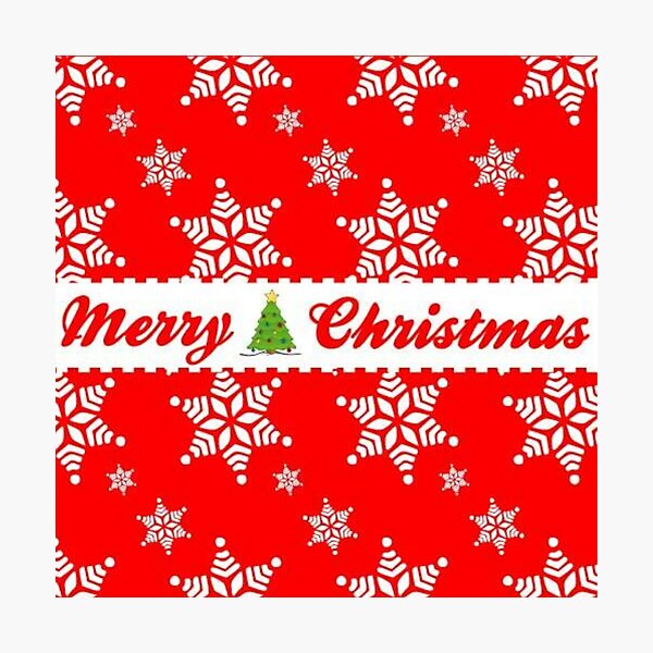 Lámina fotográfica «Feliz Navidad - Patrón de vacaciones de copos de ...