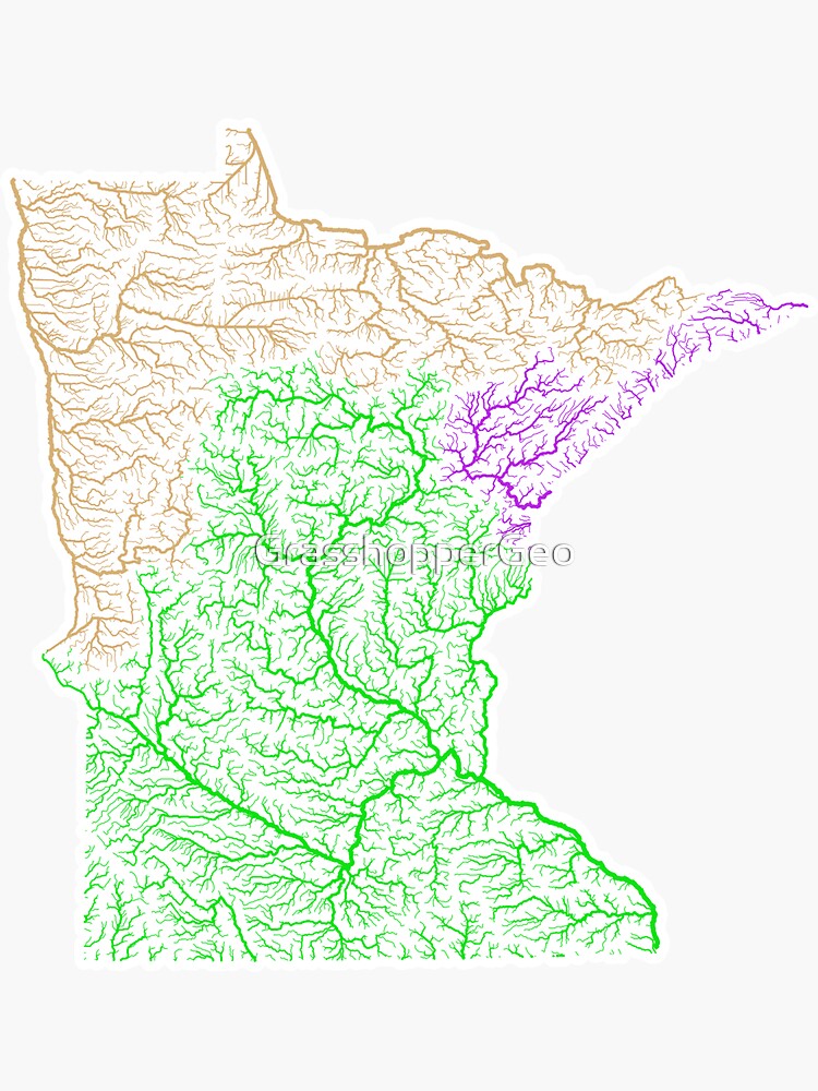 "Minnesota River Basin Map in Rainbow Colours with White Background ...