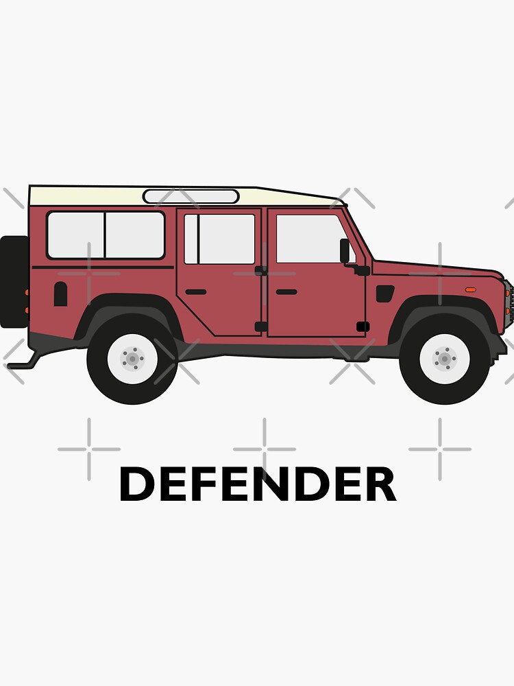 "Defender 110 Off-Road Vehicle (English Red) British classic" Sticker ...