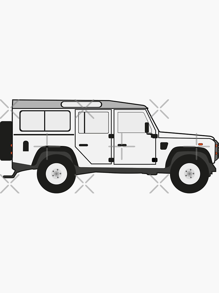"Defender 110 Off-Road Vehicle (Ice White) British classic" Sticker by ...