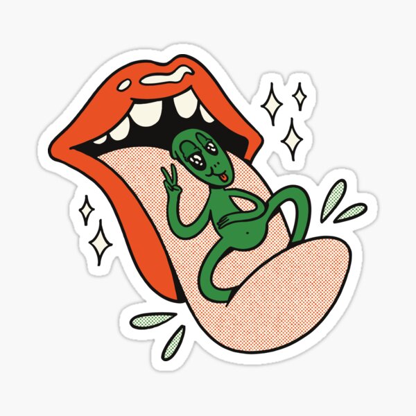 "Alien On Tongue" Sticker for Sale by CheezyShirts | Redbubble