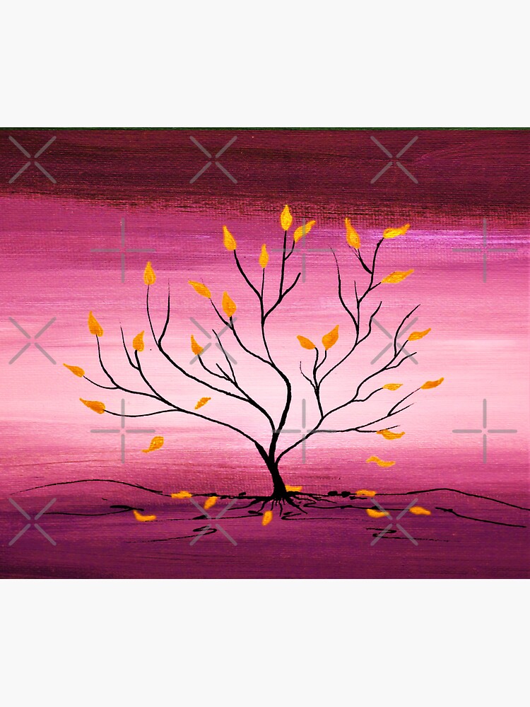 "Tree of Life, gold leaf tree in hot pink, painting acrylic picture ...