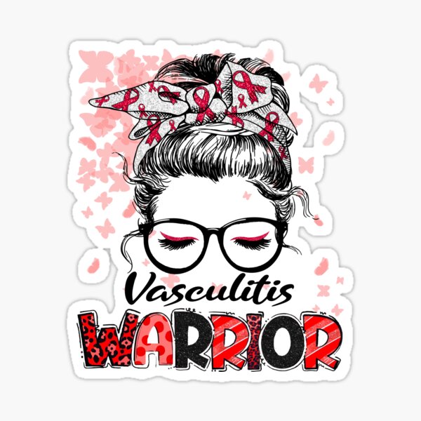 "Vasculitis Warrior Messy Bun Vasculitis Fighter Gifts" Sticker for ...
