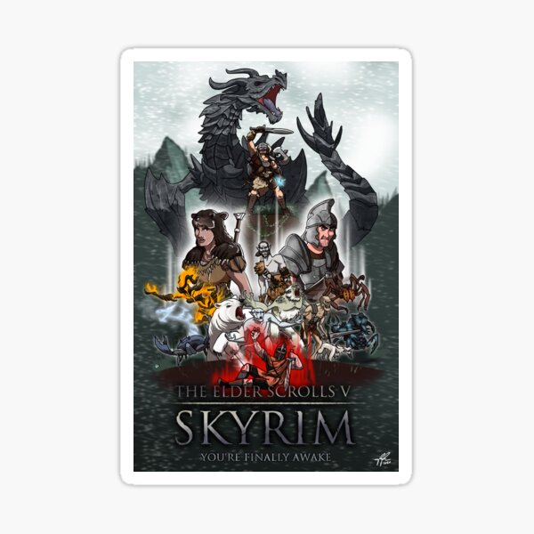 "Skyrim Poster" Sticker for Sale by MetroidMcKayArt | Redbubble