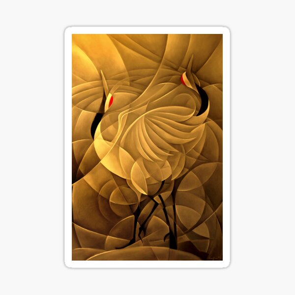 "Golden Japanese Cranes" Sticker for Sale by awesomeprints | Redbubble