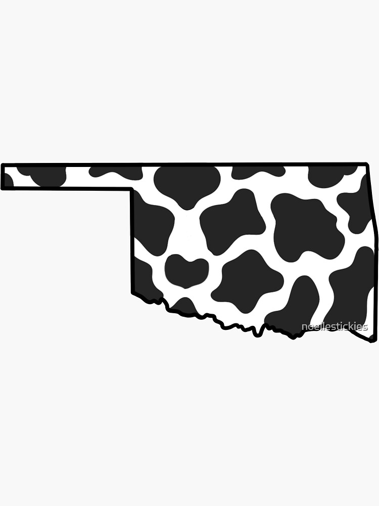 "Cow Print State - Oklahoma " Sticker for Sale by noellestickies ...