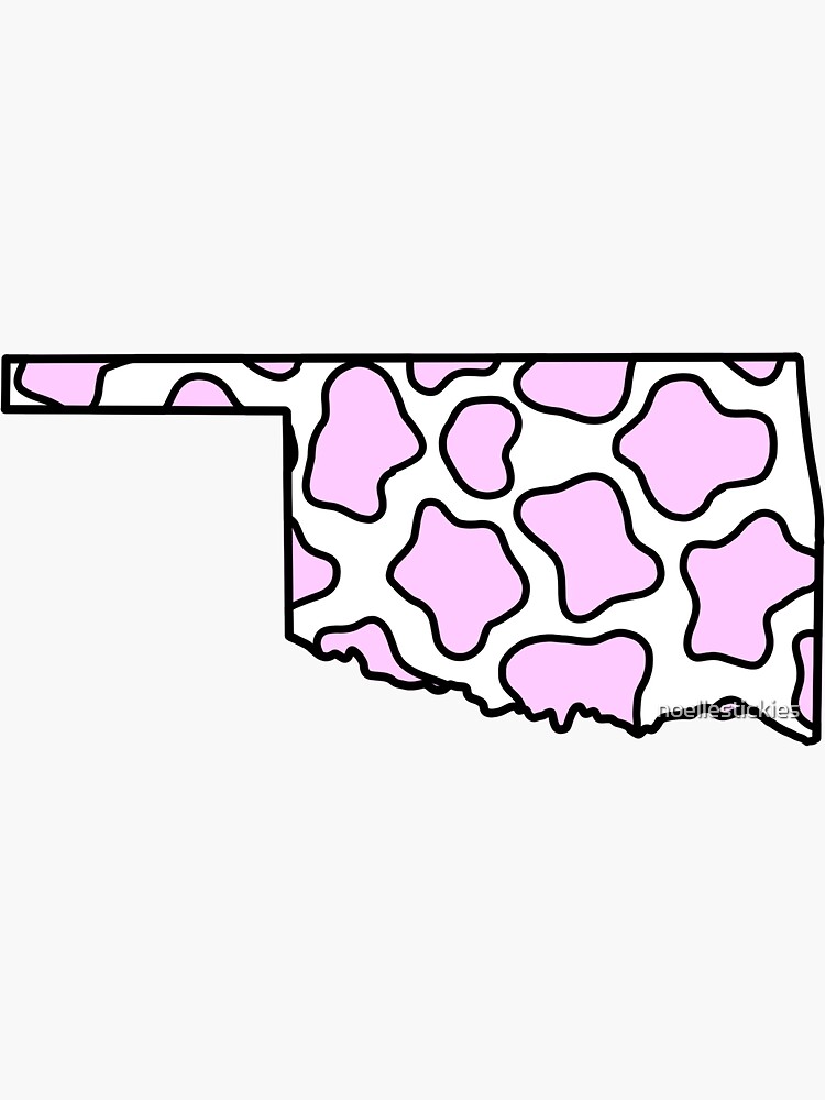 "Pink Cow Print State - Oklahoma " Sticker for Sale by noellestickies ...