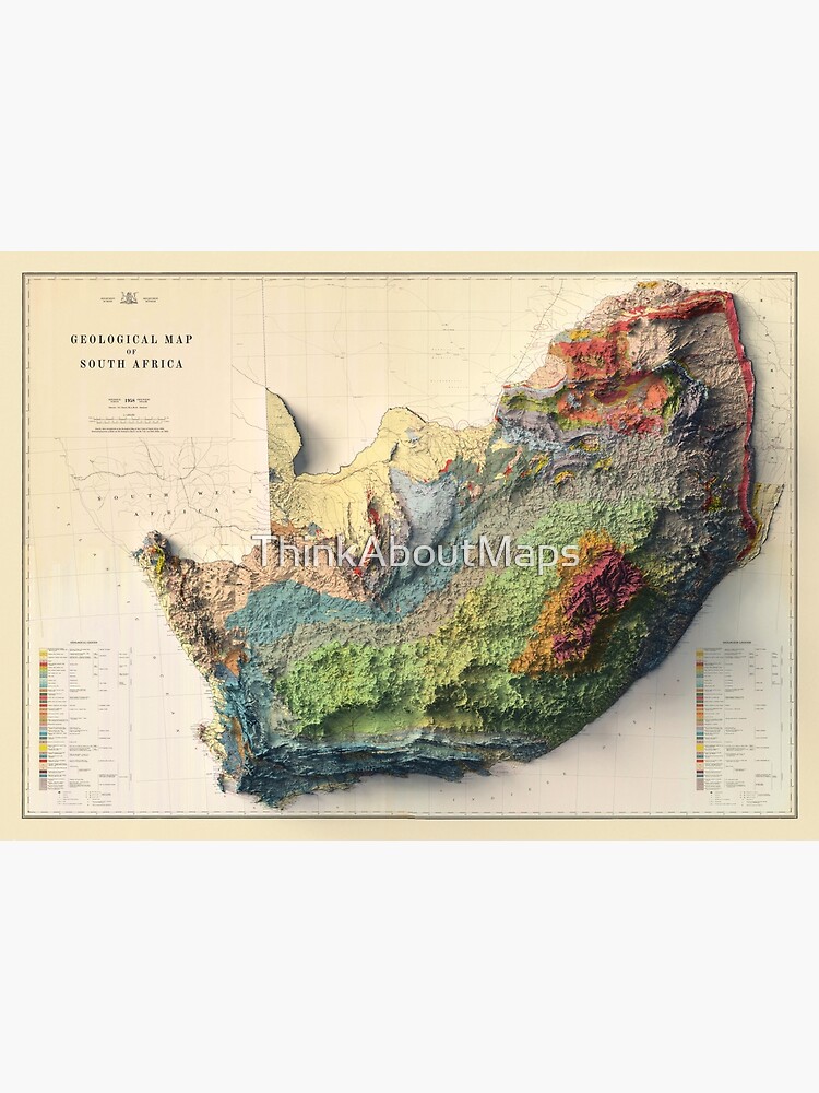 "1958 South Africa Relief Map 3D digitally-rendered" Poster for Sale by ...