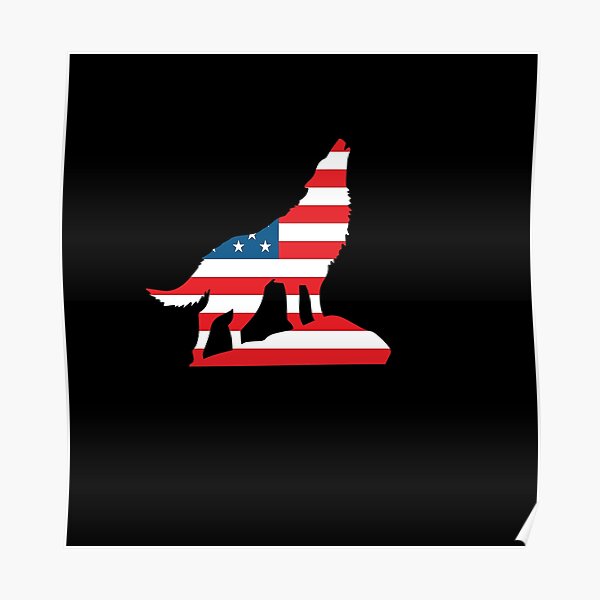 "American Flag Wolf" Poster by Emilianozolla | Redbubble