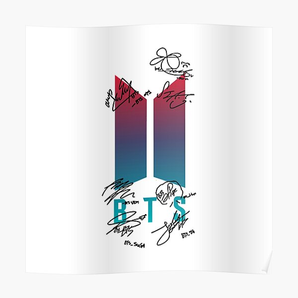 "bts members signature" Poster by Zanaxm | Redbubble