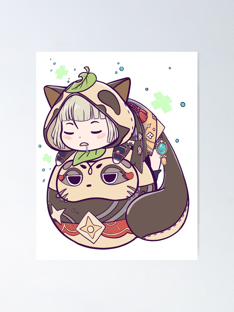 "Sayu Sleeping Tanuki" Poster for Sale by Craft-Giraffe | Redbubble