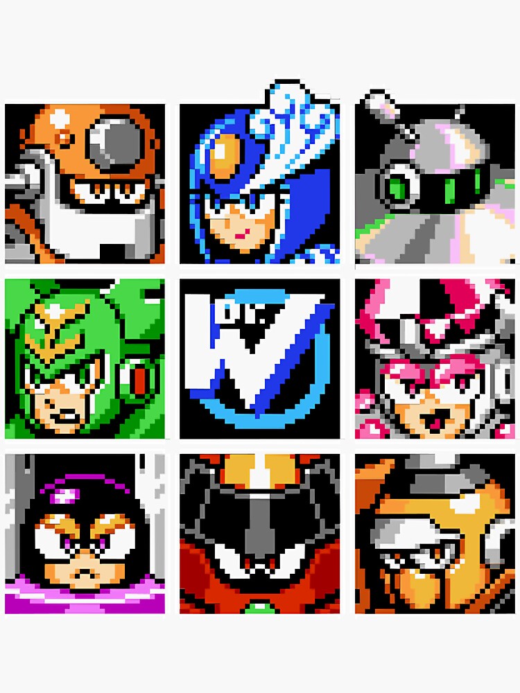 "Classic Megaman 9 robot masters pixel " Sticker for Sale by archabotte ...