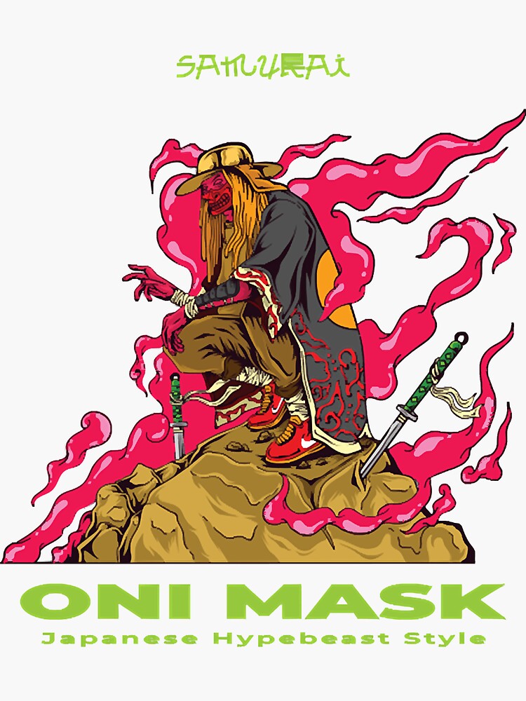 "Samurai Oni Mask " Sticker for Sale by rumortolayo | Redbubble
