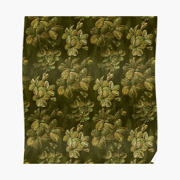 "Olive Hawaiian - Samoan Painted Hibiscus Pattern" Poster for Sale by ...