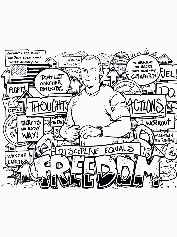 "Discipline Equals Freedom Jocko Willink cartoon illustration." T-shirt ...