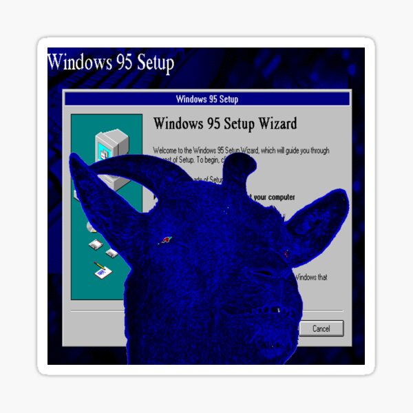 "Windows 95 is the GOAT" Sticker for Sale by TurdMonkey12 | Redbubble