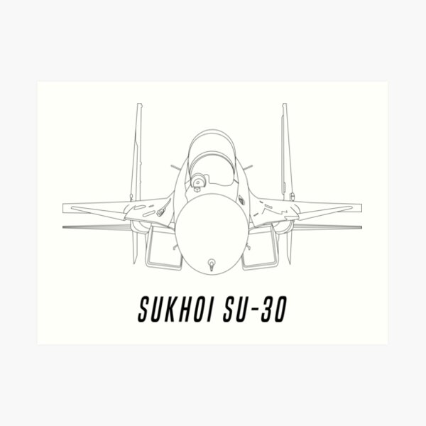 "Sukhoi SU-30 Flanker Blueprint Black" Art Print by VAFS | Redbubble