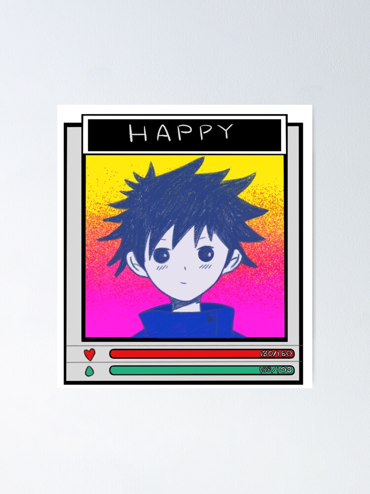 "JJK Emotions - Happy Megumi " Poster by aoi-anime | Redbubble