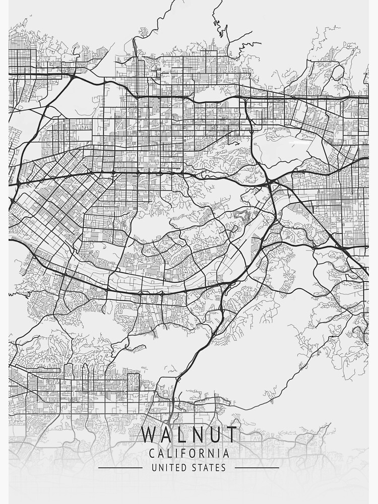 "Walnut - California - US Gray City Map" Poster by ctmapprint | Redbubble