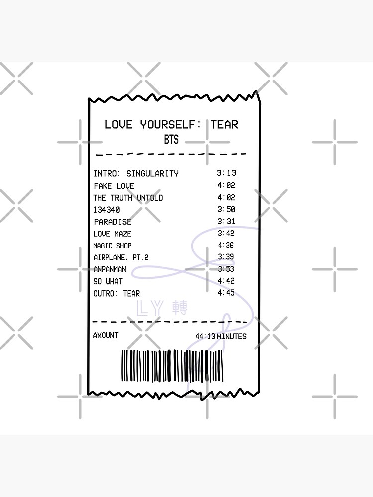"BTS Love Yourself: Tear Receipt Playlist" Poster for Sale by hausmakes ...
